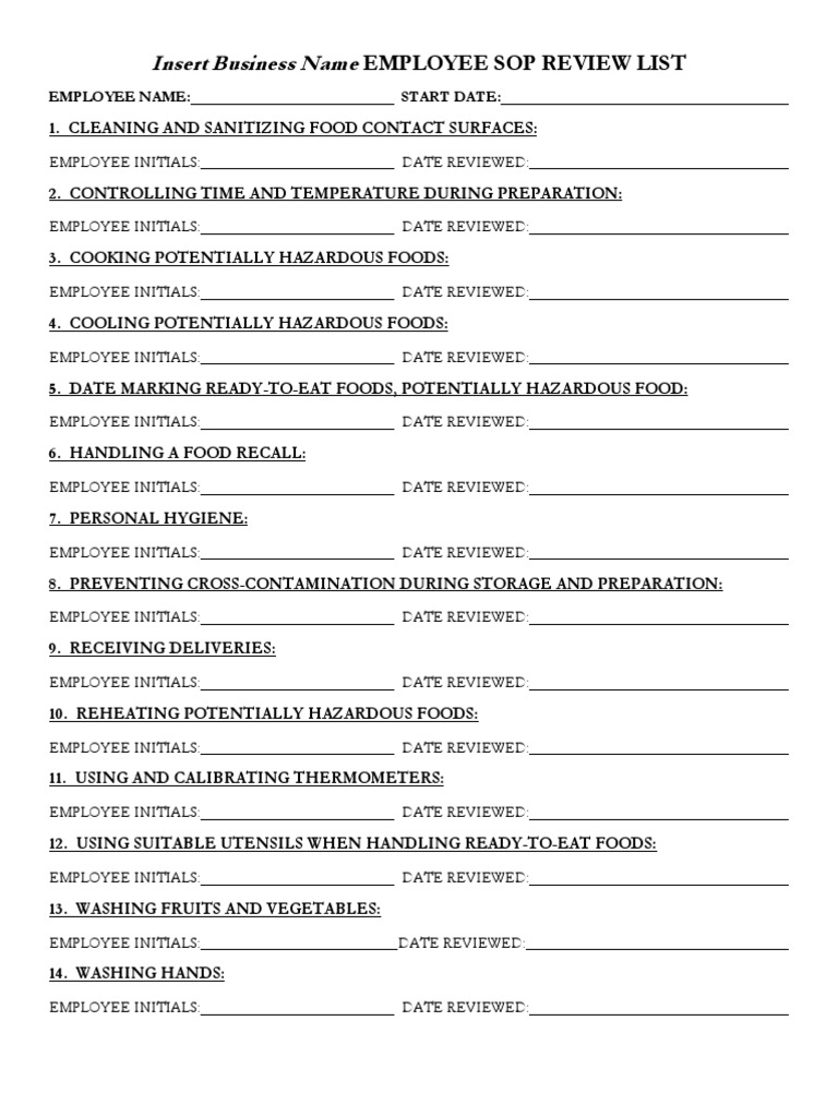 Employee Sop Review | PDF