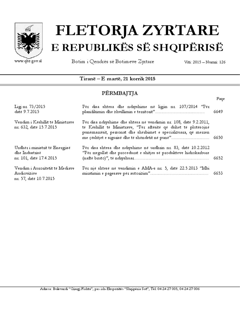 VKM Nr. 632, Datë 15.7.2015 - 126-2015 | PDF