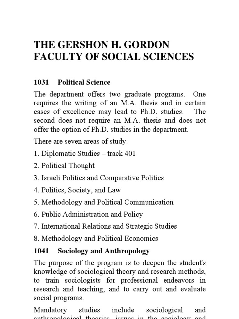 Graduate Programs in Social Sciences | PDF | Sociology | Doctor Of ...