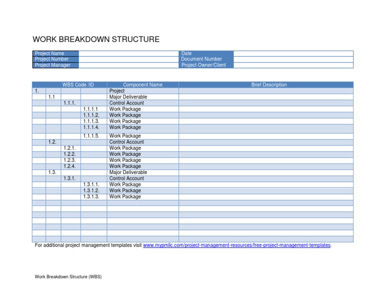 Work Breakdown Structure Template | PDF