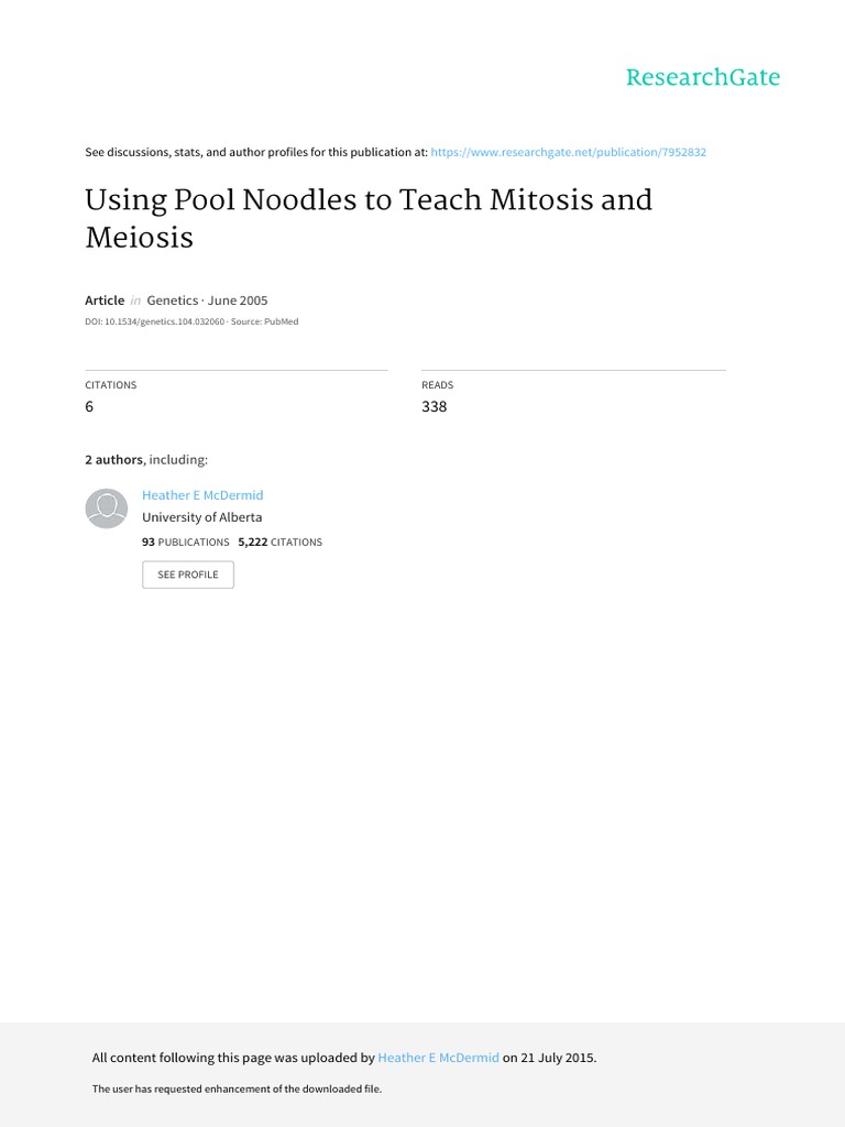 Using Pool Noodles To Teach Mitosis and Meiosis | PDF | Meiosis ...
