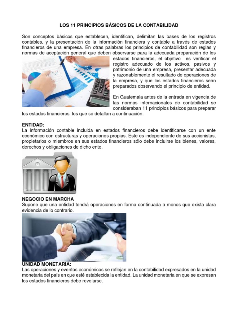 Los 11 Principios Básicos de La Contabilidad | Contabilidad | Business