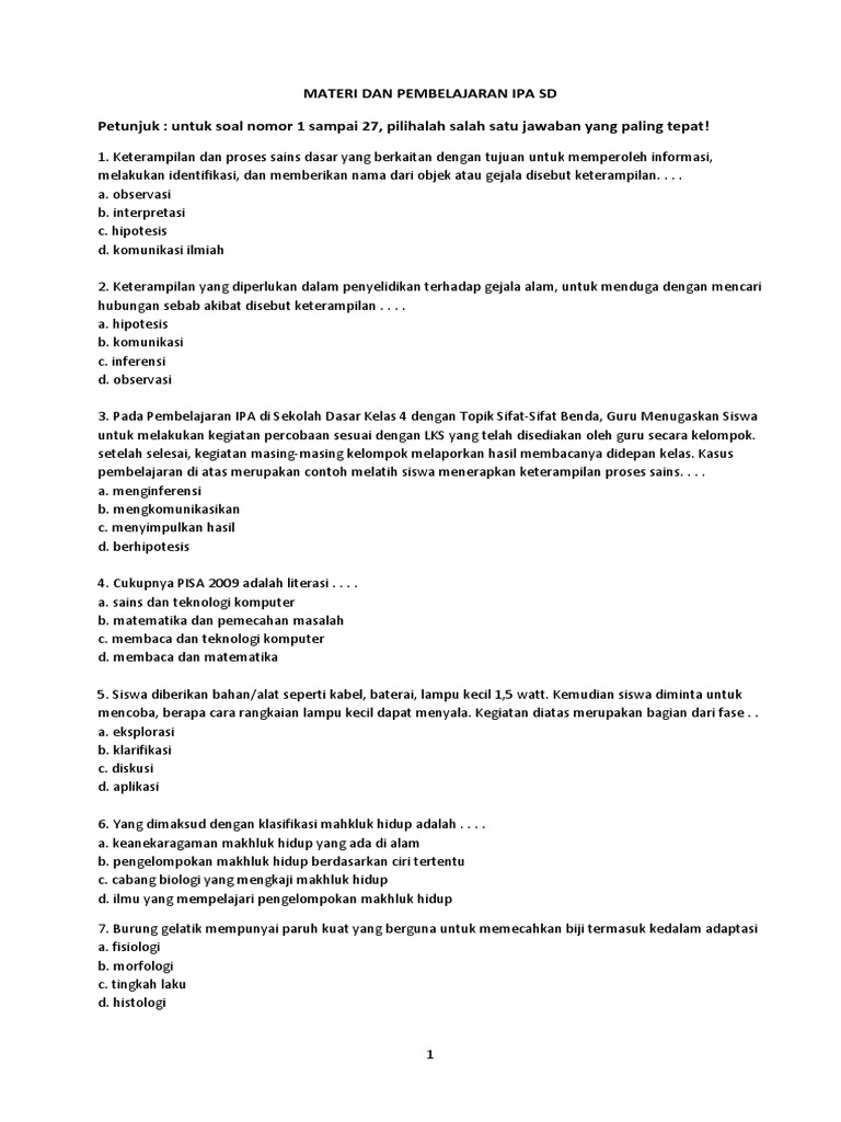 Soal IPA UT Mamah Cita | PDF