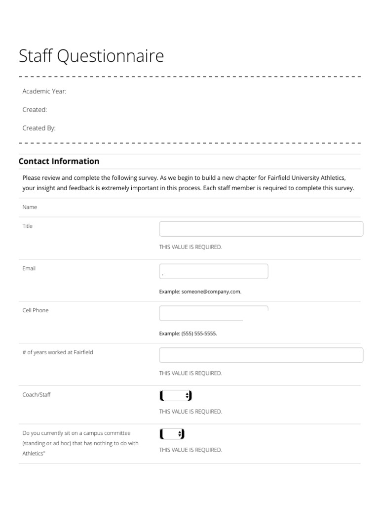 Staff Questionnaire | Business