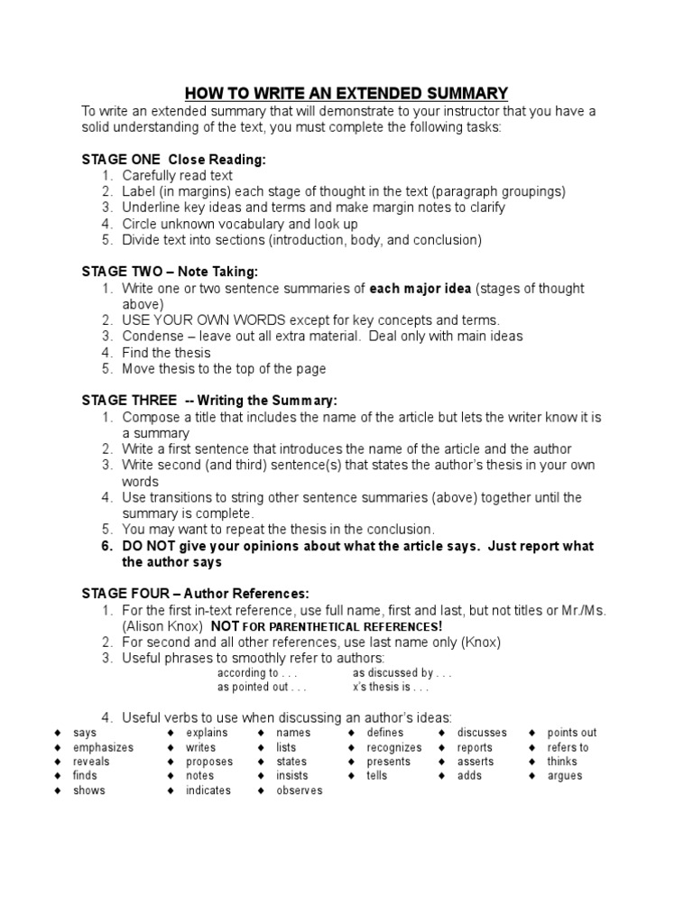 HOW TO WRITE AN EXTENDED SUMMARY.doc | Human Communication | Epistemology