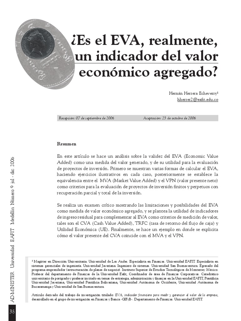 Eva Como Medida Del Valor Económico Agregado | PDF | Flujo de efectivo ...
