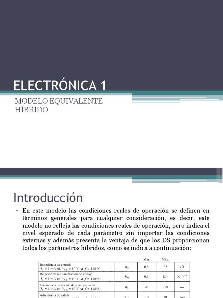 E1 Modelo Equivalente Hibrido | PDF | Ingenieria Eléctrica | Electricidad