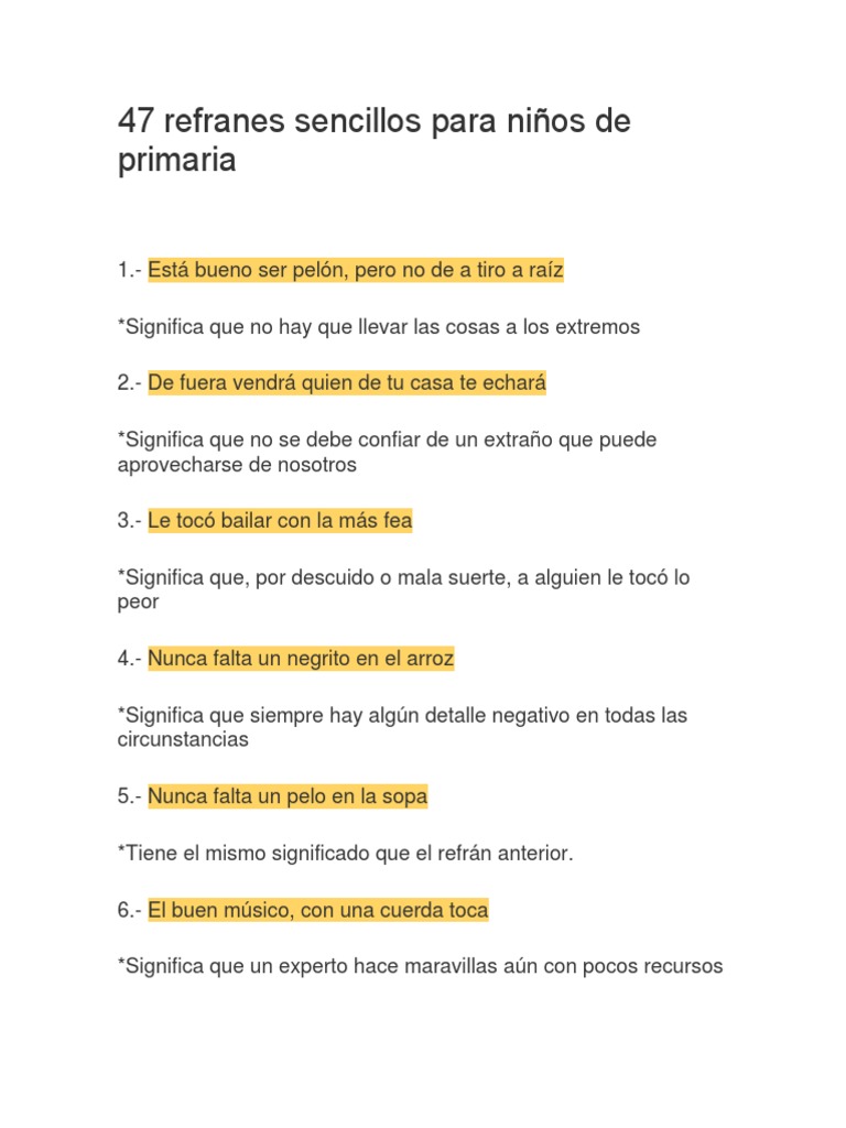 Refranes De Escuela Primaria