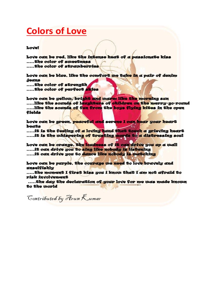 Colors of Love: Contributed by Arun Kumar | PDF