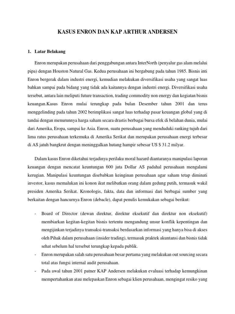 Kasus Enron Dan Kap Arthur Andersen | PDF