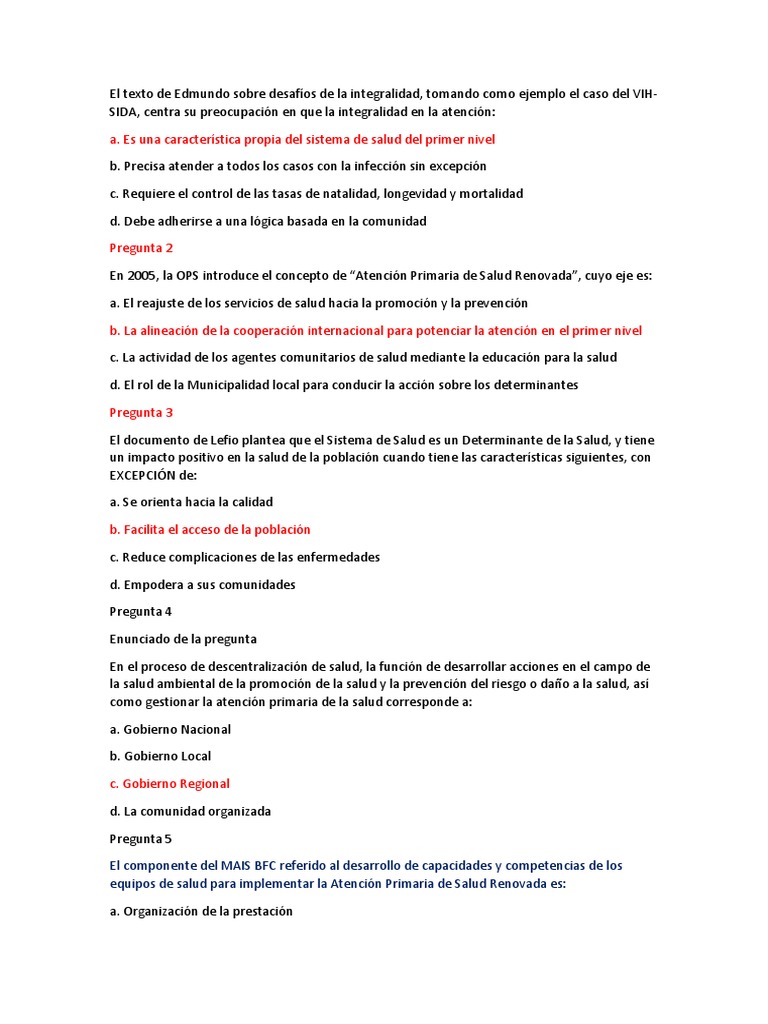 Examen 4 Promocion de La Salud | PDF | Organización Panamericana de la ...
