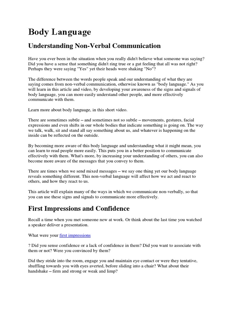 No Eye Contact Body Language