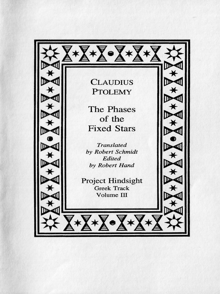 Claudius Ptolemy - The Phases of The Fixed Stars | PDF