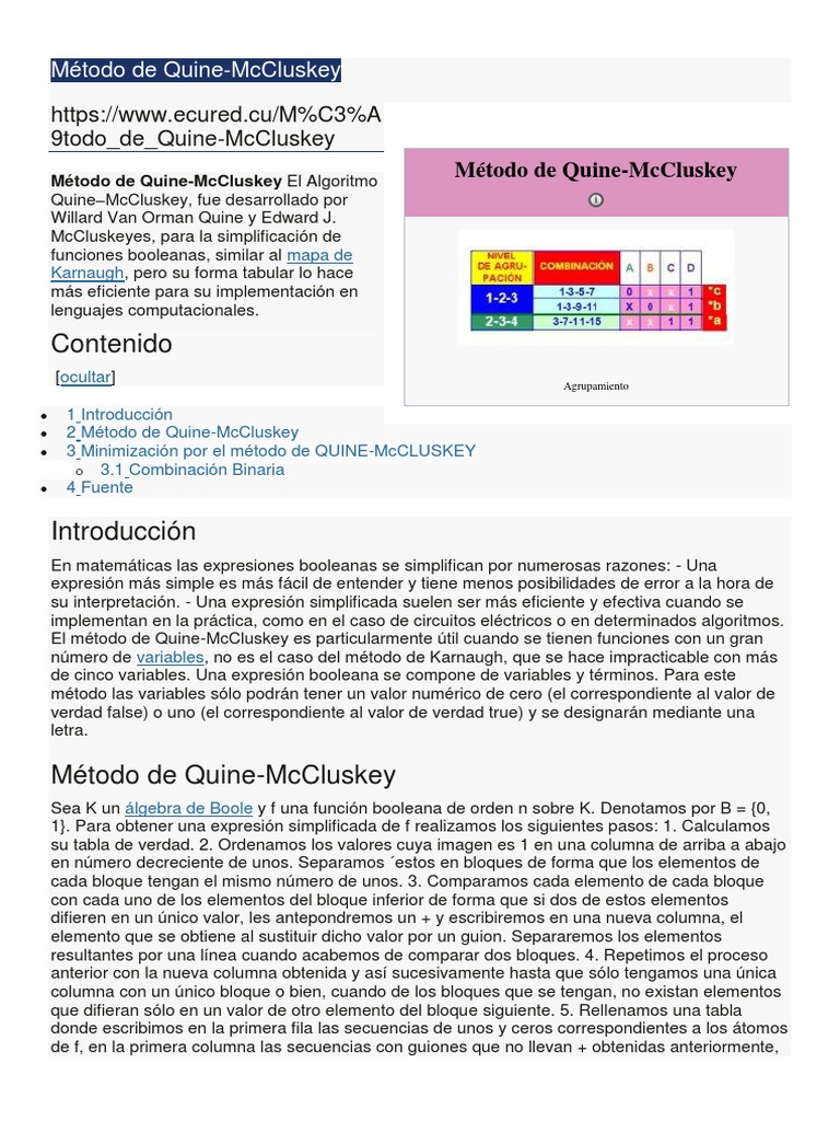 Método de Quine | PDF | Lógica matemática | Lógica
