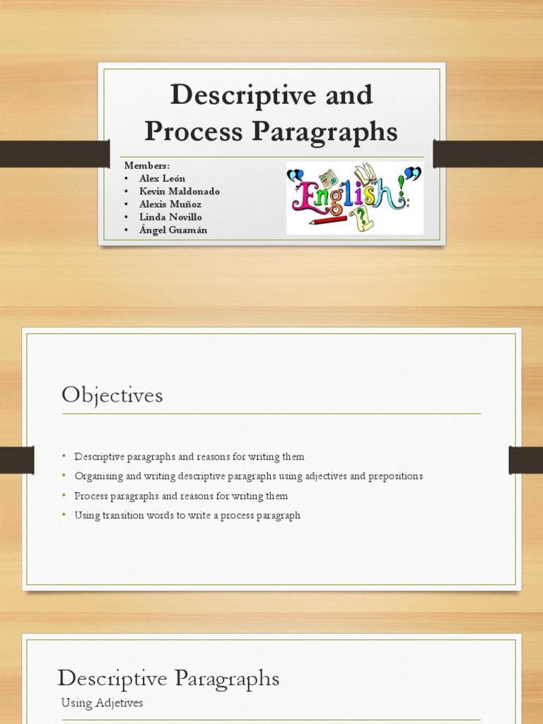 Descriptive and Process Paragraphs: Members | PDF | Adjective