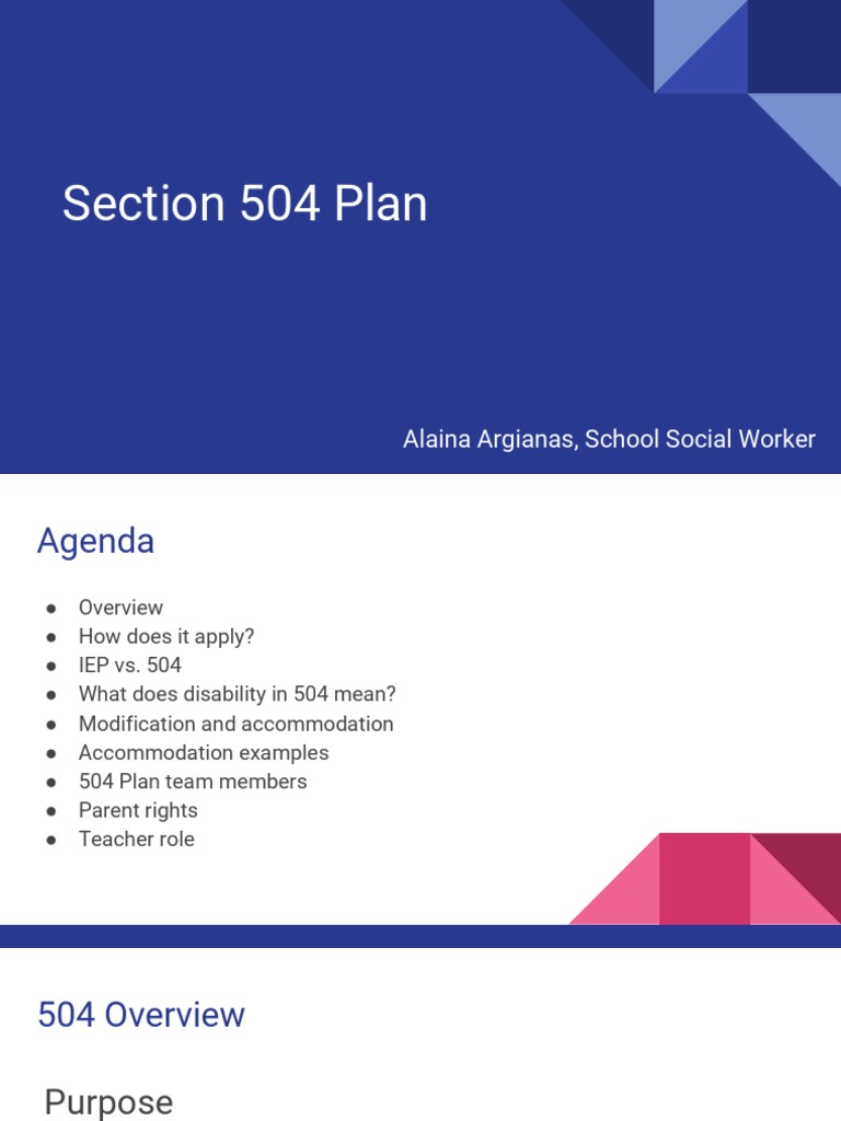 Section 504 Plan | PDF | Section 504 Of The Rehabilitation Act ...