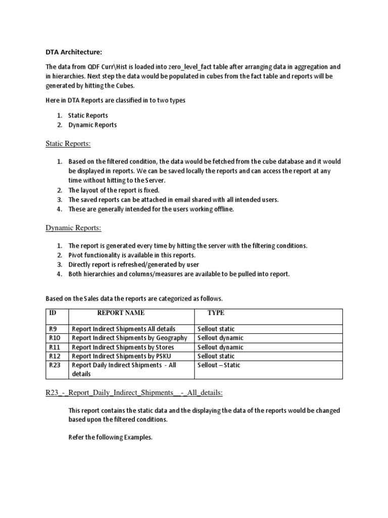 DTA Architecture:: Static Reports | PDF | Database Transaction | Databases