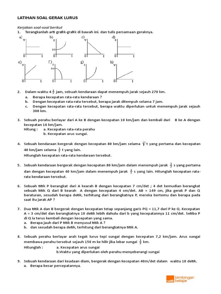 Latihan Soal Gerak Lurus Kelas 8 SMP | PDF Latihan Soal Gerak Lurus Kelas 8 SMP | PDF