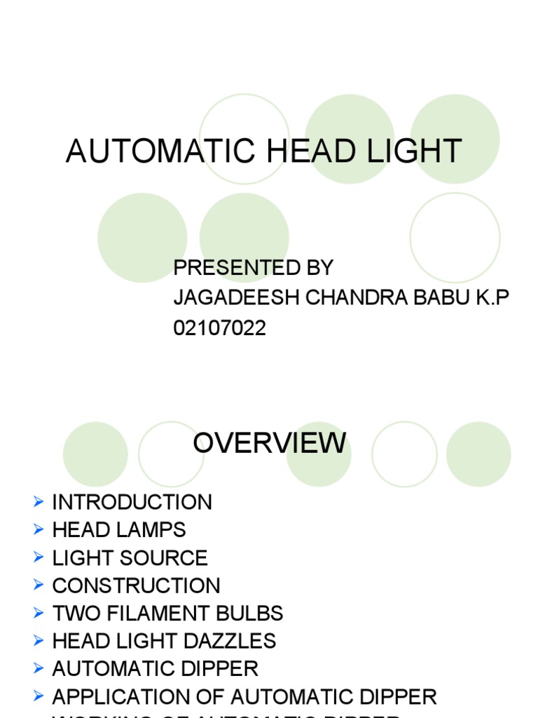Automatic Headlight Pdf Headlamp Incandescent Light Bulb