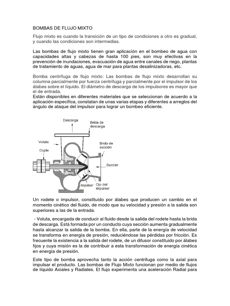 Bomba de Flujo Mixto Estudiar | PDF | Bomba | Ingeniería mecánica