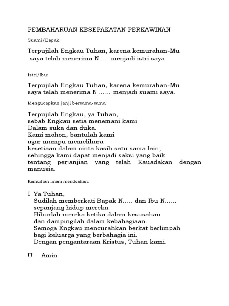 Teks Pembaharuan Janji Perkawinan | PDF