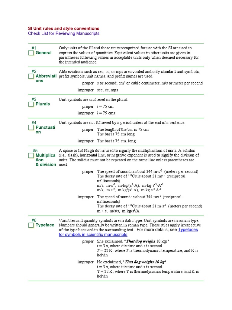 SI Unit Rules and Style Conventions | PDF | Parts Per Notation | Quantity