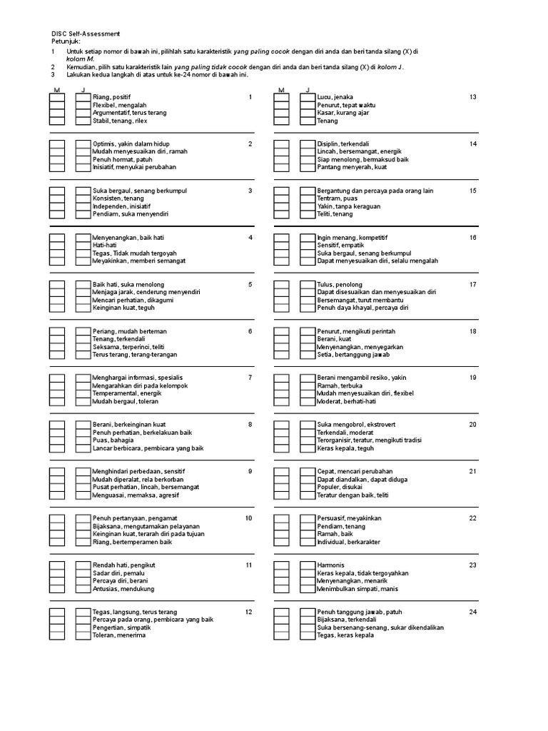 DISC Form Self Assessment | PDF