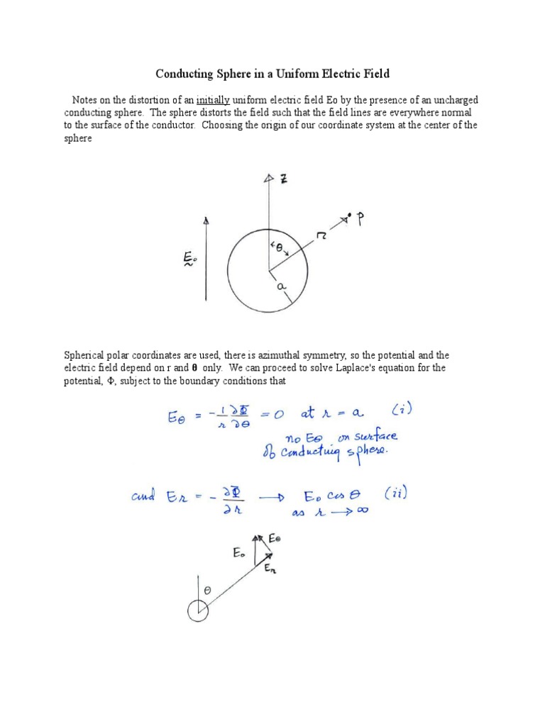 Conducting Sphere in A Uniform Electric Field | PDF