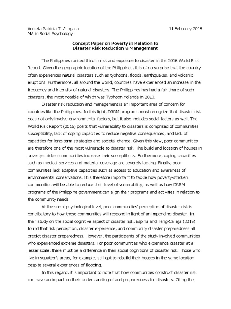 Concept Paper | PDF | Disaster Risk Reduction | Risk