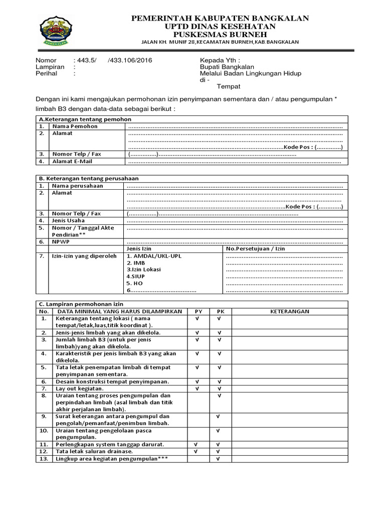 Formulir Limbah B3 | PDF | Sains & Matematika