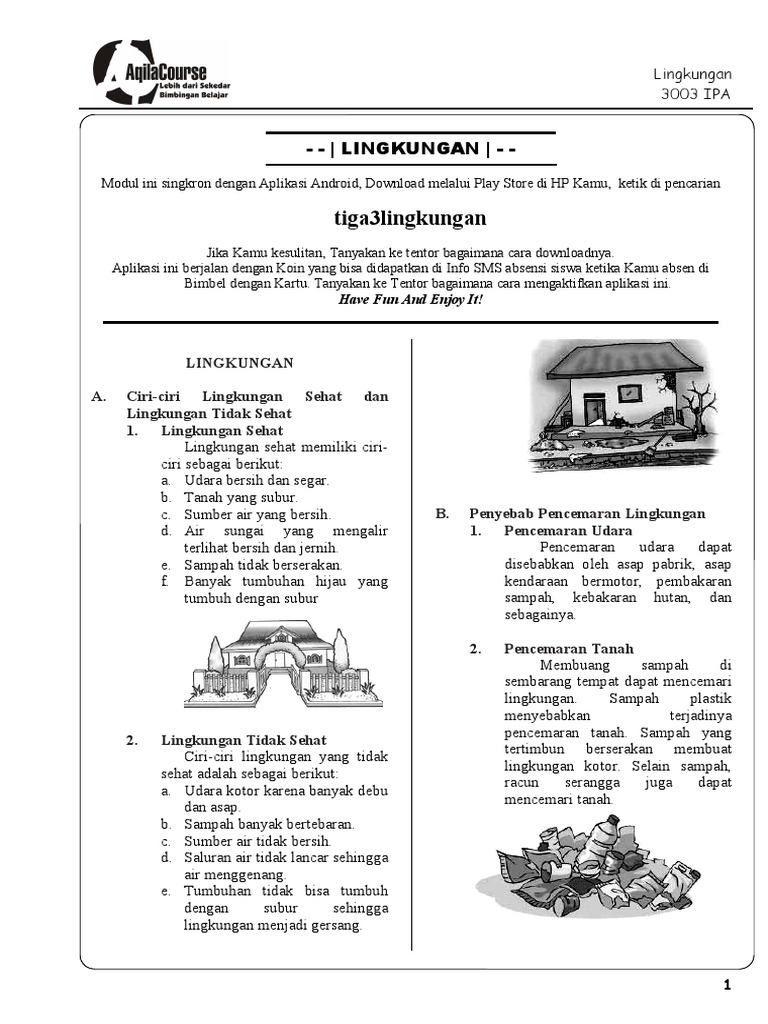 Modul Bimbel Kelas 3 KTSP 3003 IPA Bab 3 Lingkungan | PDF