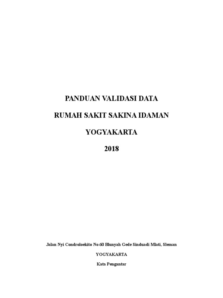Panduan Validasi Data RS Sakina Idaman | PDF | Bisnis
