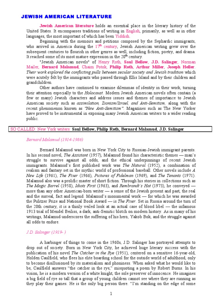 Jewish American Literary Icons | PDF | Religion And Belief