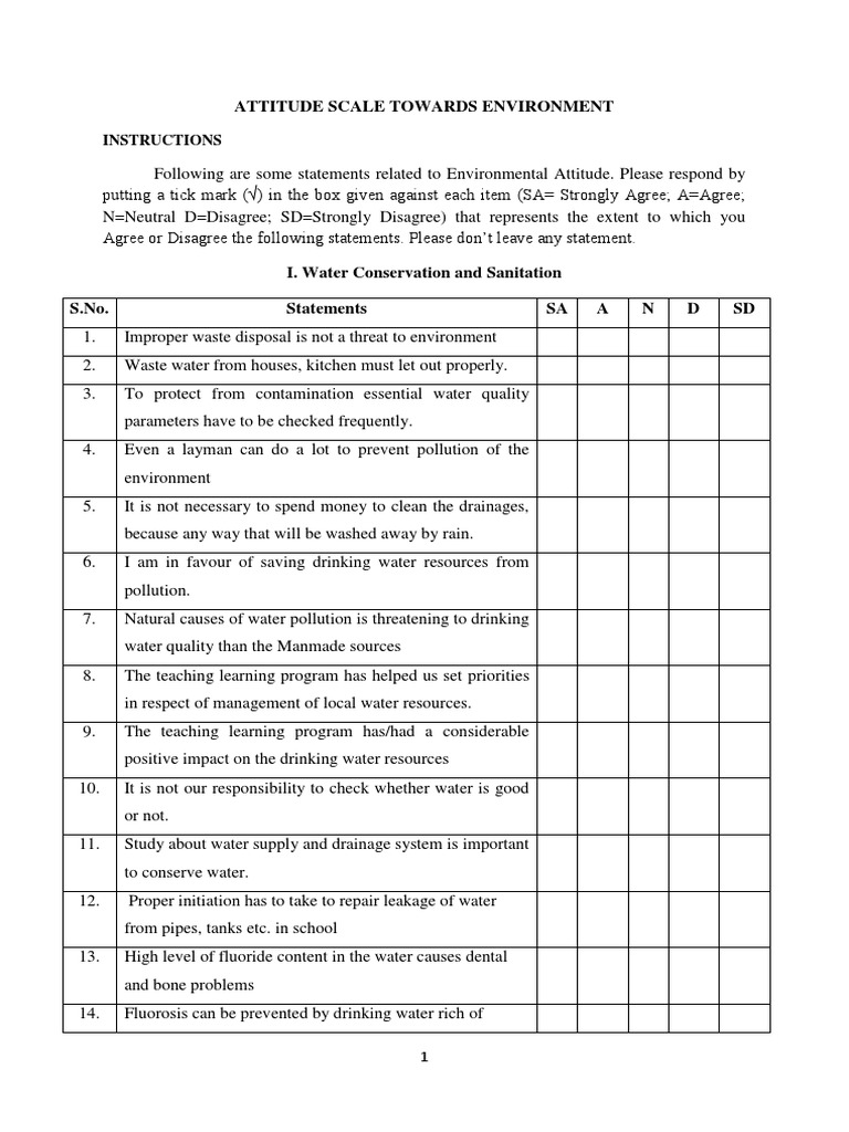 Revisedenvironmental Attitude Test | PDF | Water Resources | Drinking Water