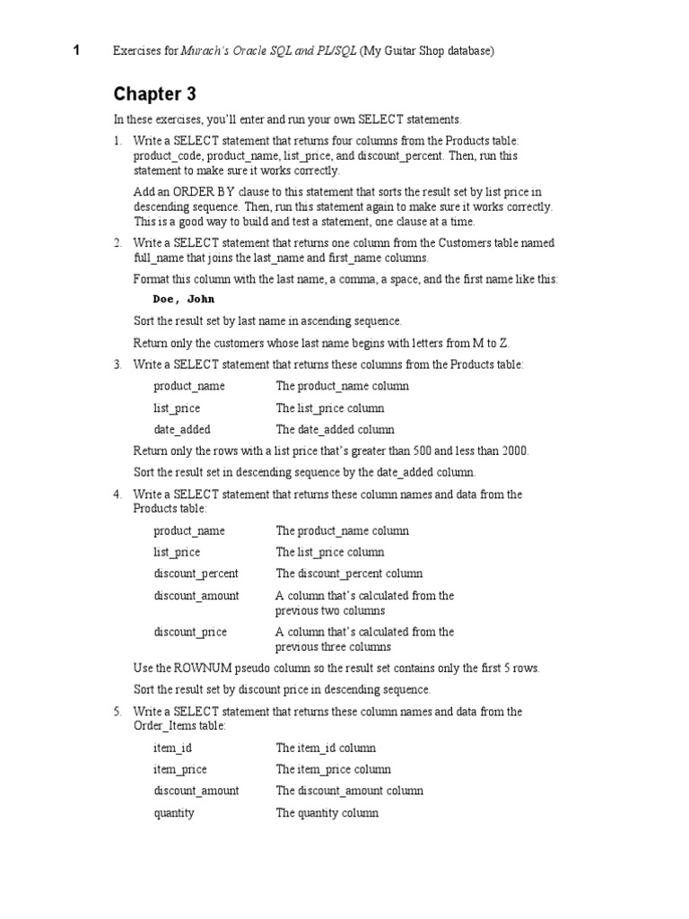 HW01 Ch03 My Guitar Shop | Download Free PDF | Table (Database) | Information Retrieval