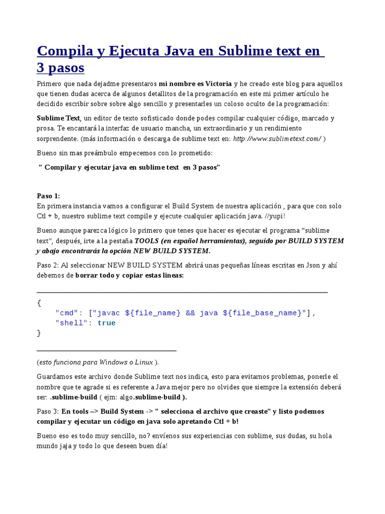 Compila y Ejecuta Java en Sublime Text en 3 Pasos | PDF | Informática ...