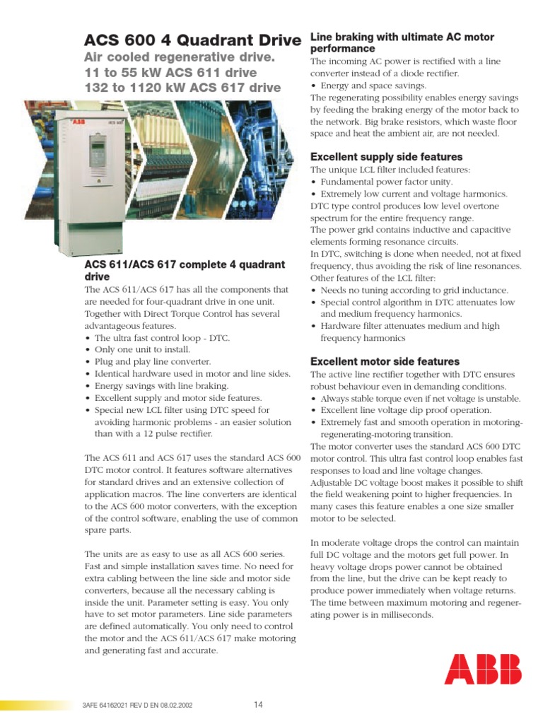 ACS 600 4 Quadrant Drive | PDF | Alternating Current | Rectifier