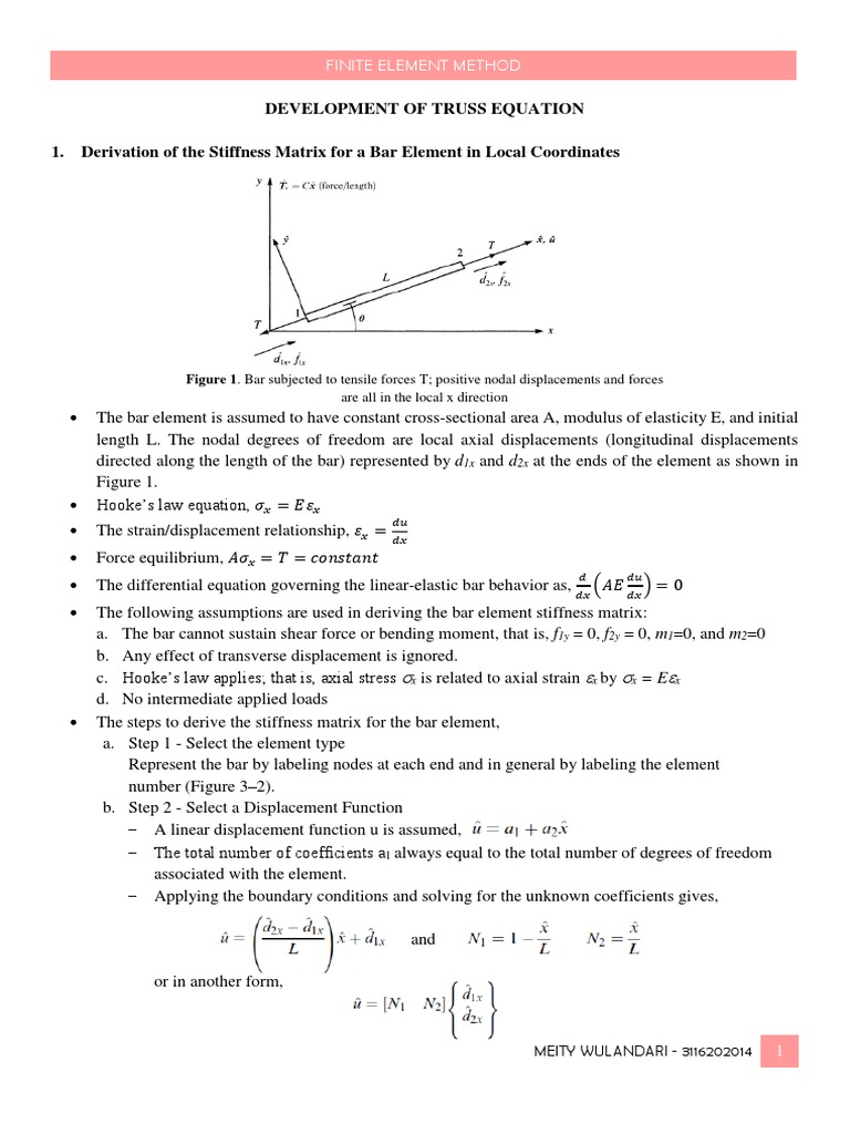 Development of Truss Equation: Finite Element Method | PDF | Bending ...