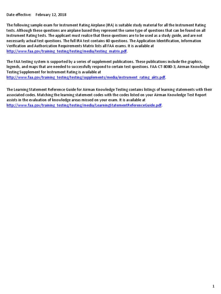 Ira Sample Exam | PDF | Instrument Flight Rules | Aviation