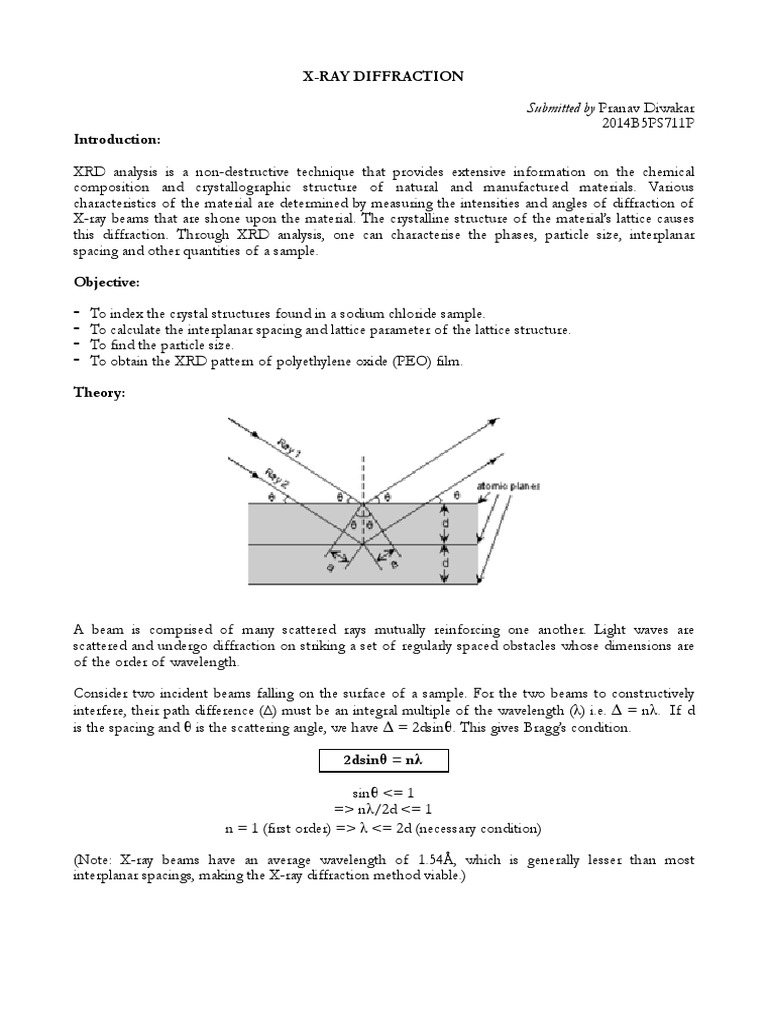 XRD | PDF | X Ray Crystallography | Diffraction