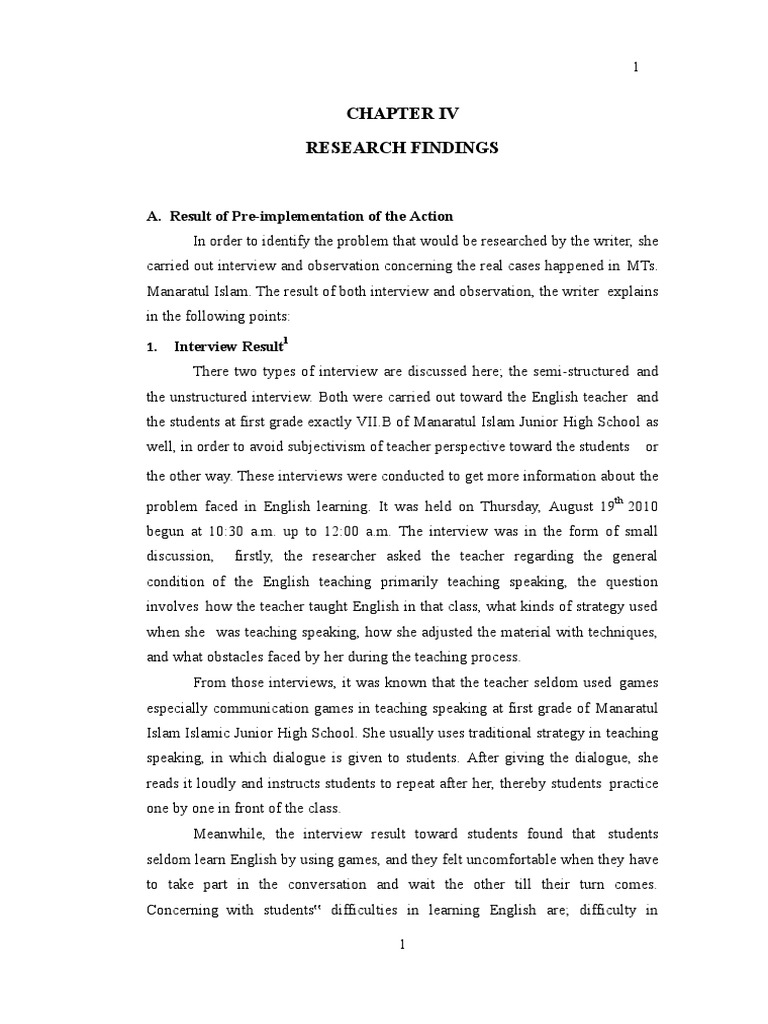 Chapter IV Research Findings | PDF | Lesson Plan | Teachers