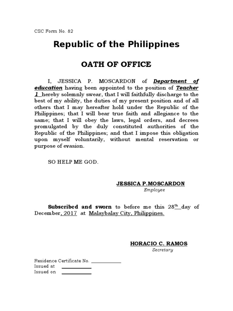 Form Oath of Office | PDF