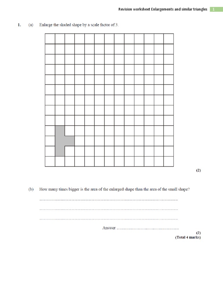 Enlargements Worksheet | PDF | Triangle | Euclidean Plane Geometry