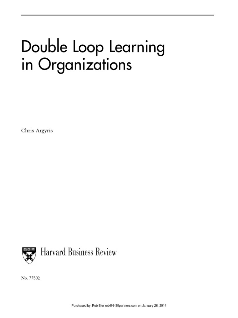 Chris Argyris Double Loop Learning in Organisations PDF | PDF | Norm ...