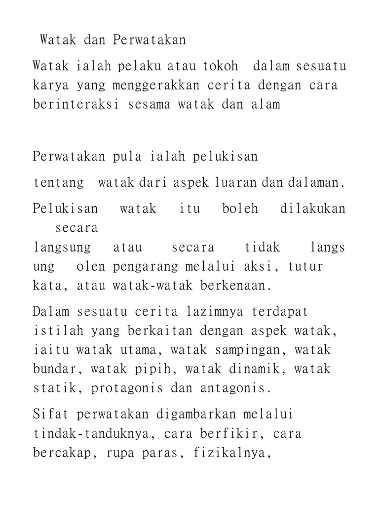 Watak Dan Perwatakan | PDF