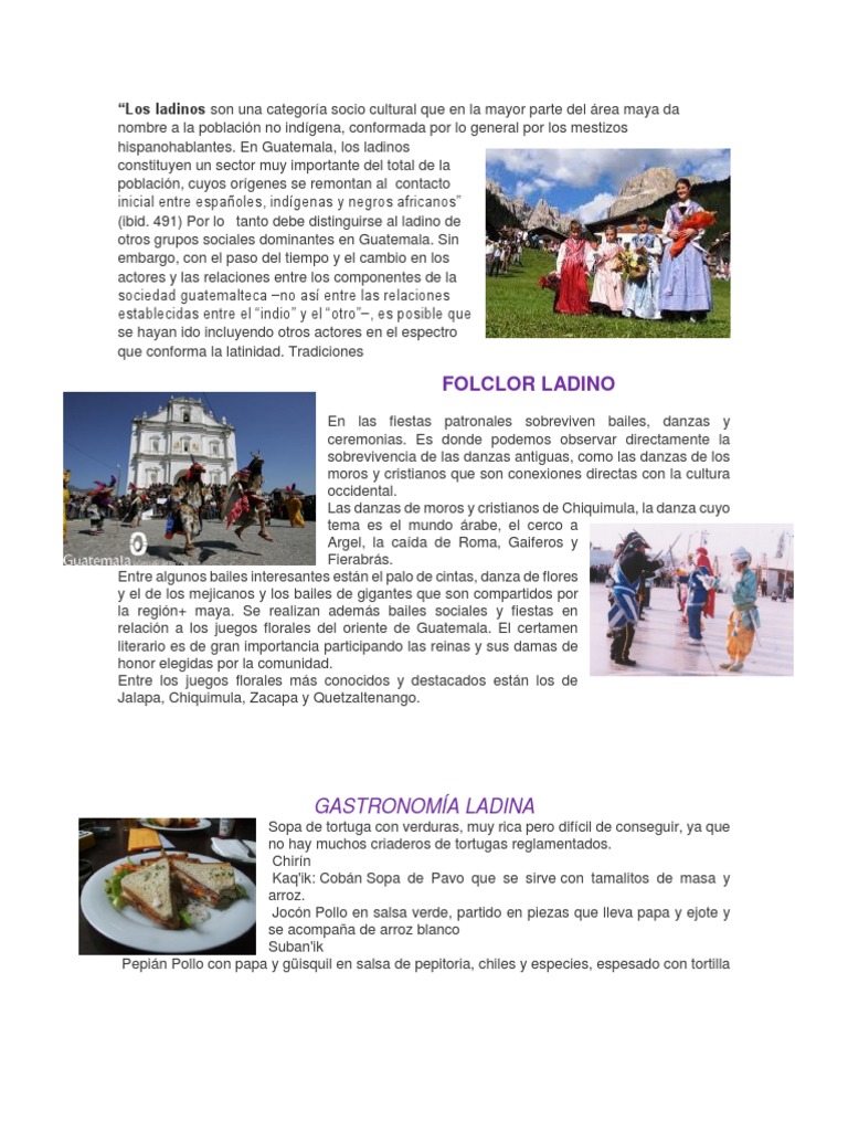 Cultura Ladina en Guatemala: Tradiciones y Gastronomía | PDF ...