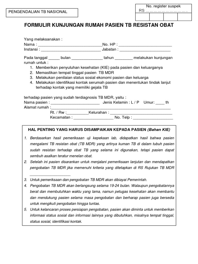 Formulir Kunjungan Rumah TBC | PDF
