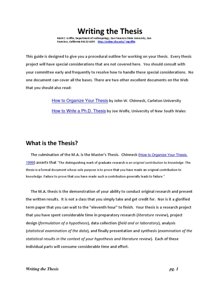 Writing The Thesis | PDF