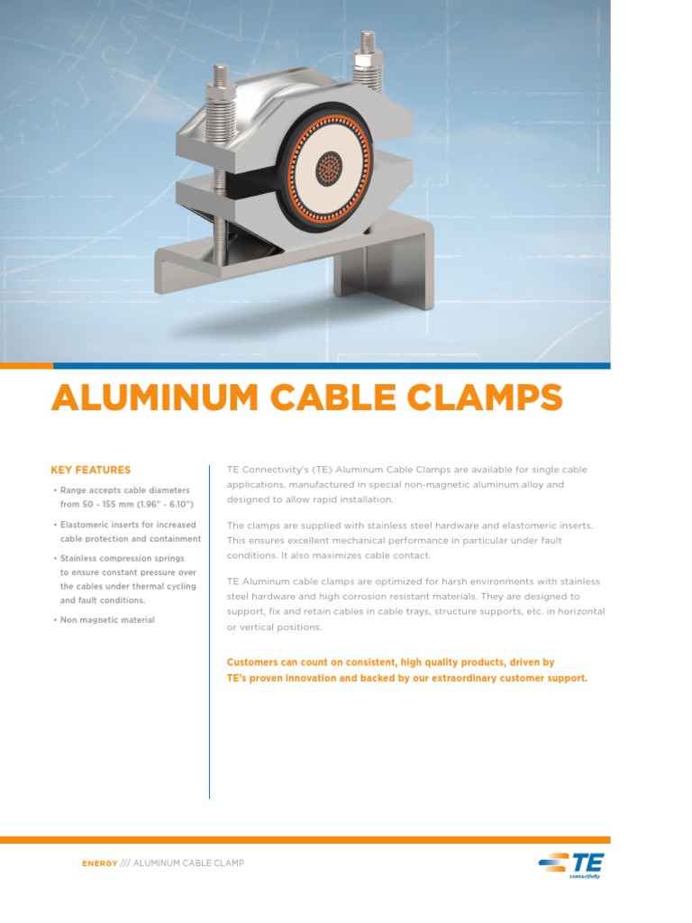 TE Aluminum Cable Clamp Datasheet | PDF | Stainless Steel | Aluminium