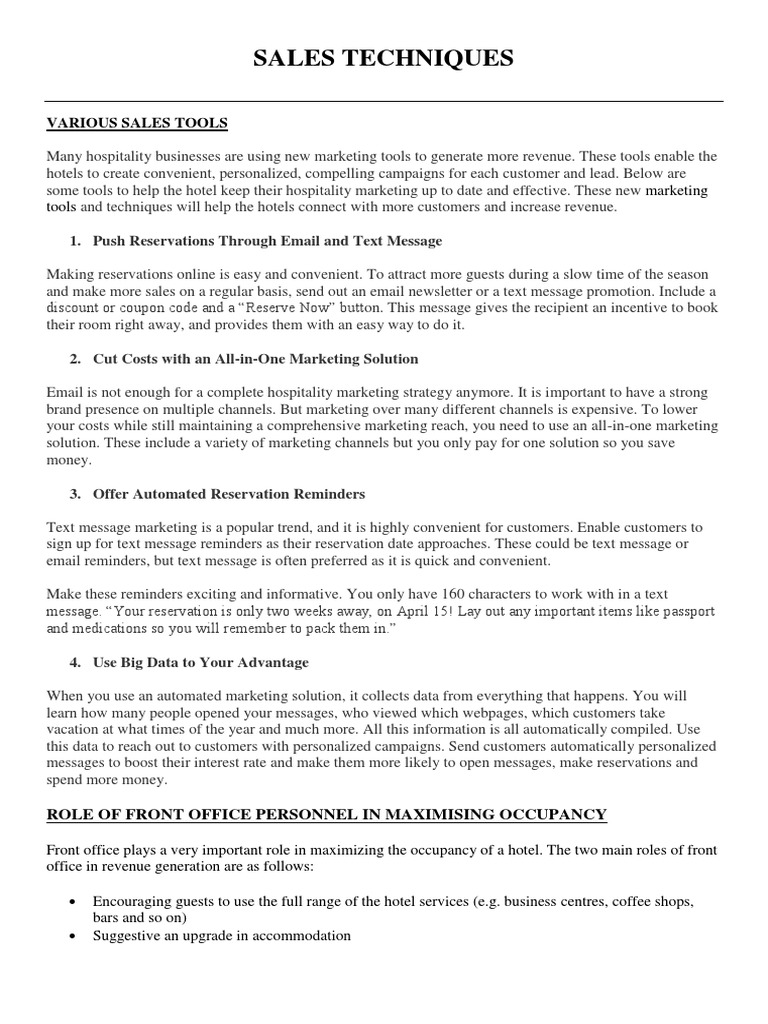 Unit 3 - Sales Techniques | PDF | Travel Agency | Sales